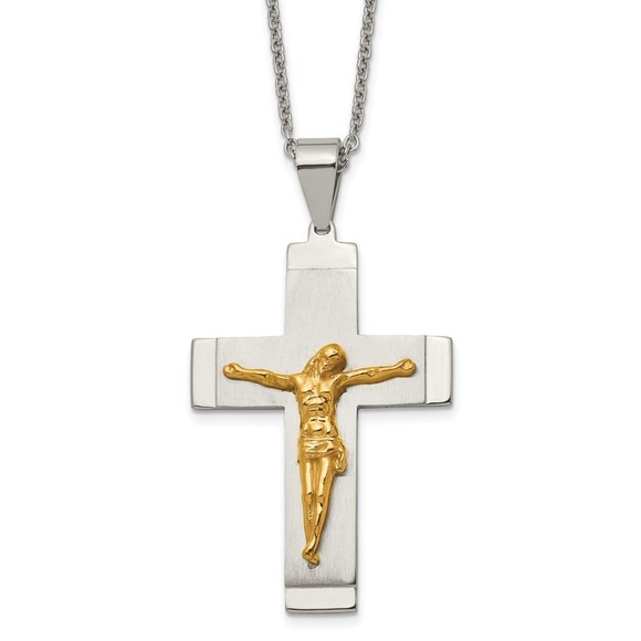 Chisel | Jewelry | Chisel Stainless Steel Yellow Ipplated Crucifix ...